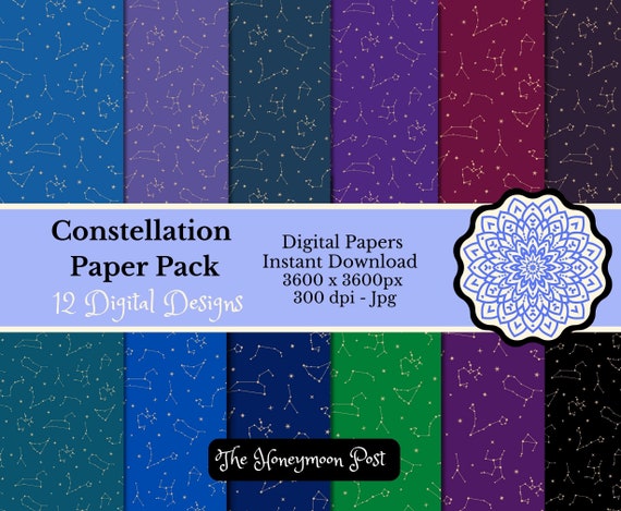 Instant Download Constellation Stars Paper Pack 12 Sheets | Etsy