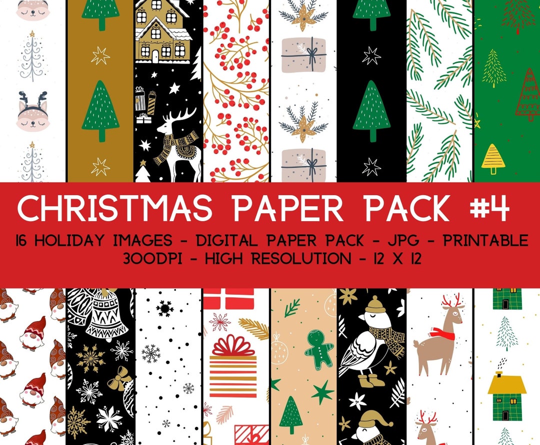 Instant Digital Download Paper Pack Christmas Tree Holiday 16 Images ...
