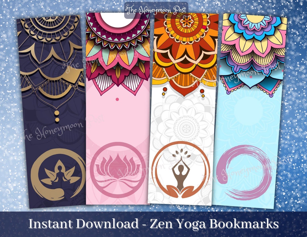 Instant Download Printable Yoga Bookmarks, Zen Meditation Theme, Set of ...