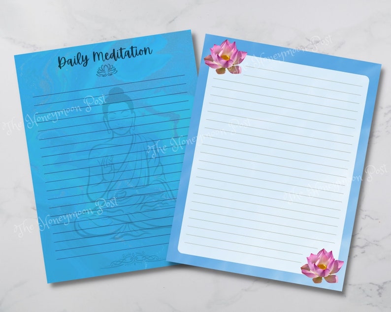 Instant Download Printable Stationery Paper Pack, Daily Meditation ...