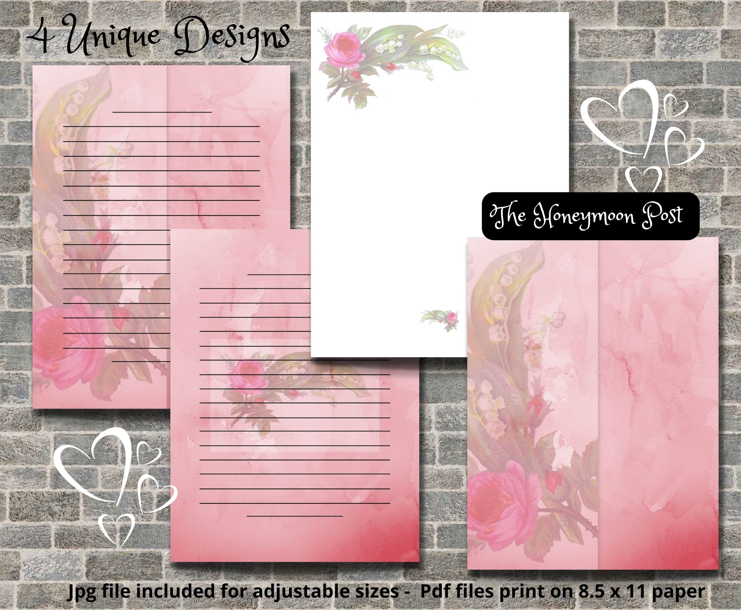 Instant Download Printable Stationary Paper Pack, Floral Design, US ...