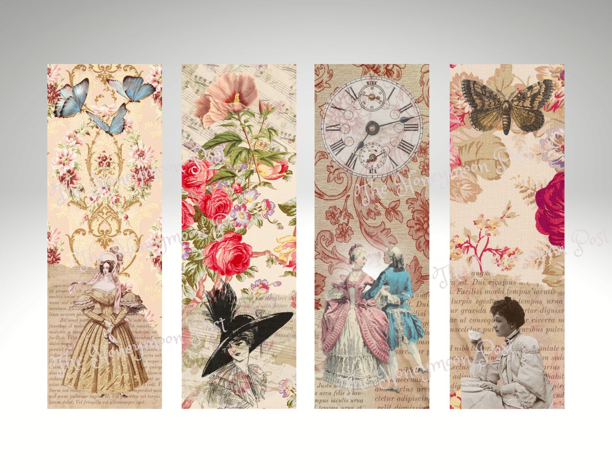 Instant Download Printable Shabby Chic Bookmarks, Vintage Ladies and ...