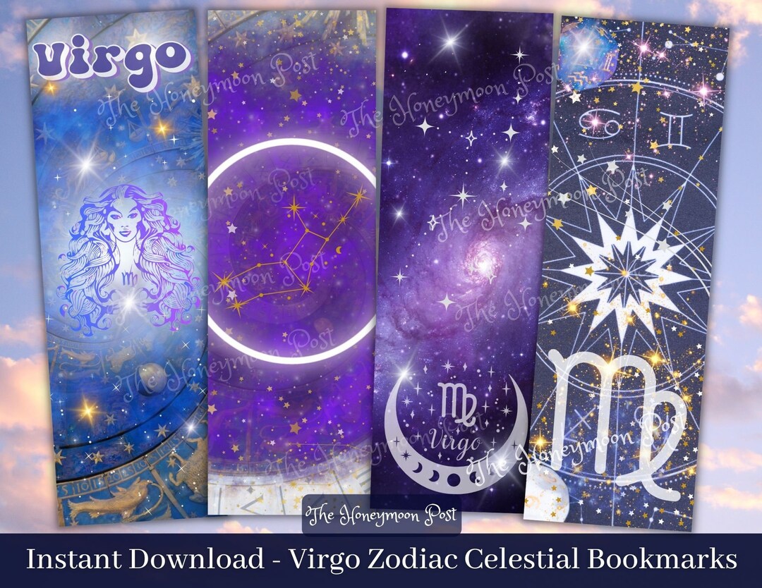 Instant Download Printable Bookmarks, Virgo Zodiac Celestial Bookmarks ...