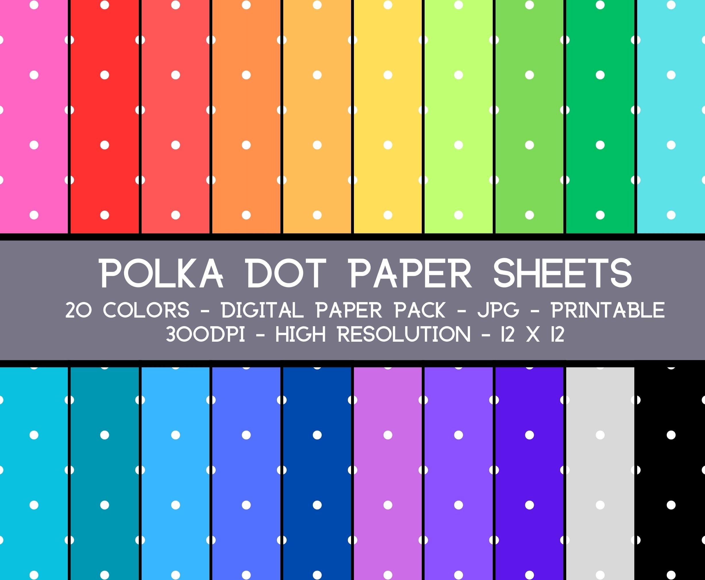 Instant Download, Polka Dot Background Paper Pack, Rainbow Colors ...