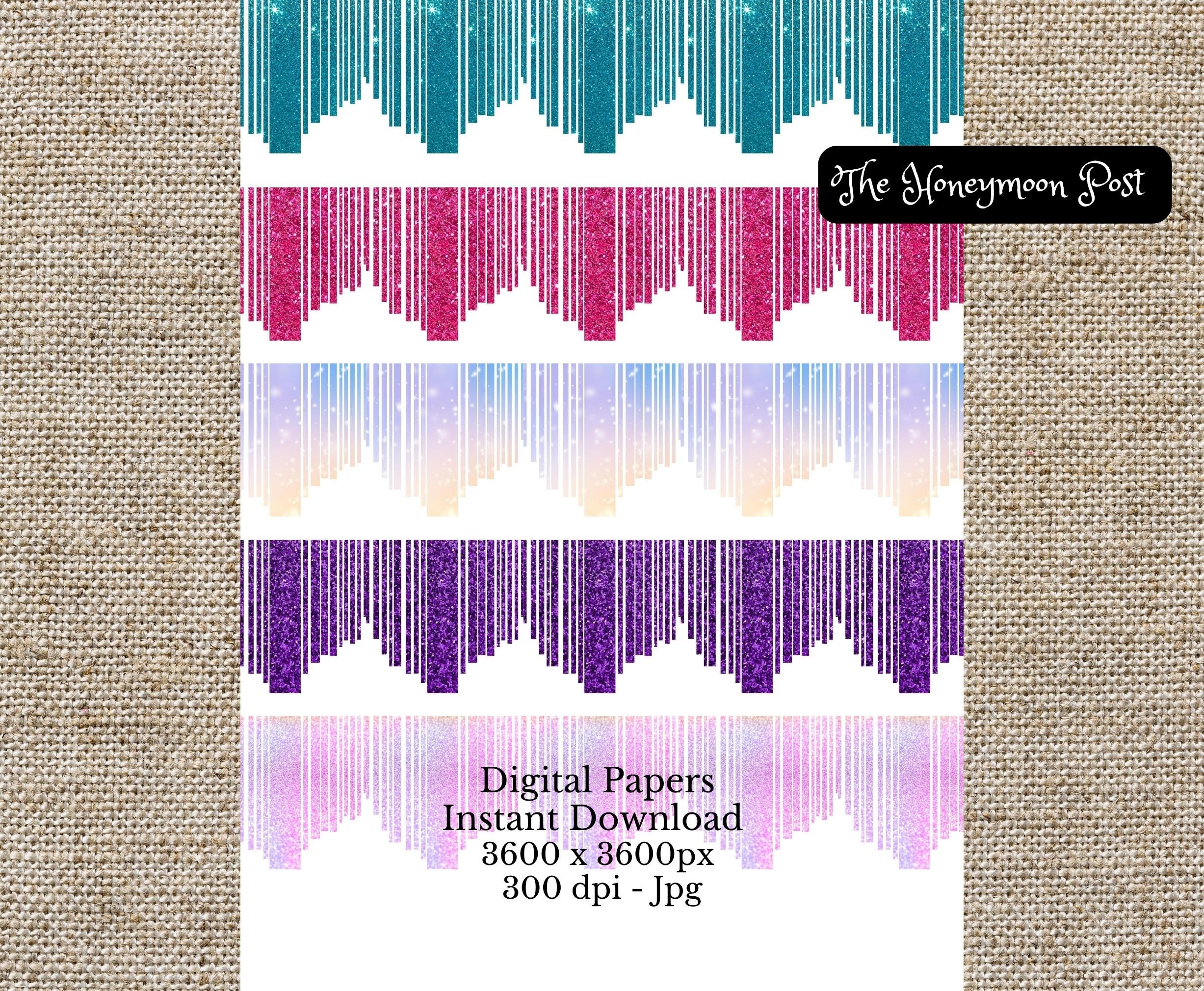 Instant Download Glitter Border Paper Pack 28 Sheets, Rainbow Shades ...