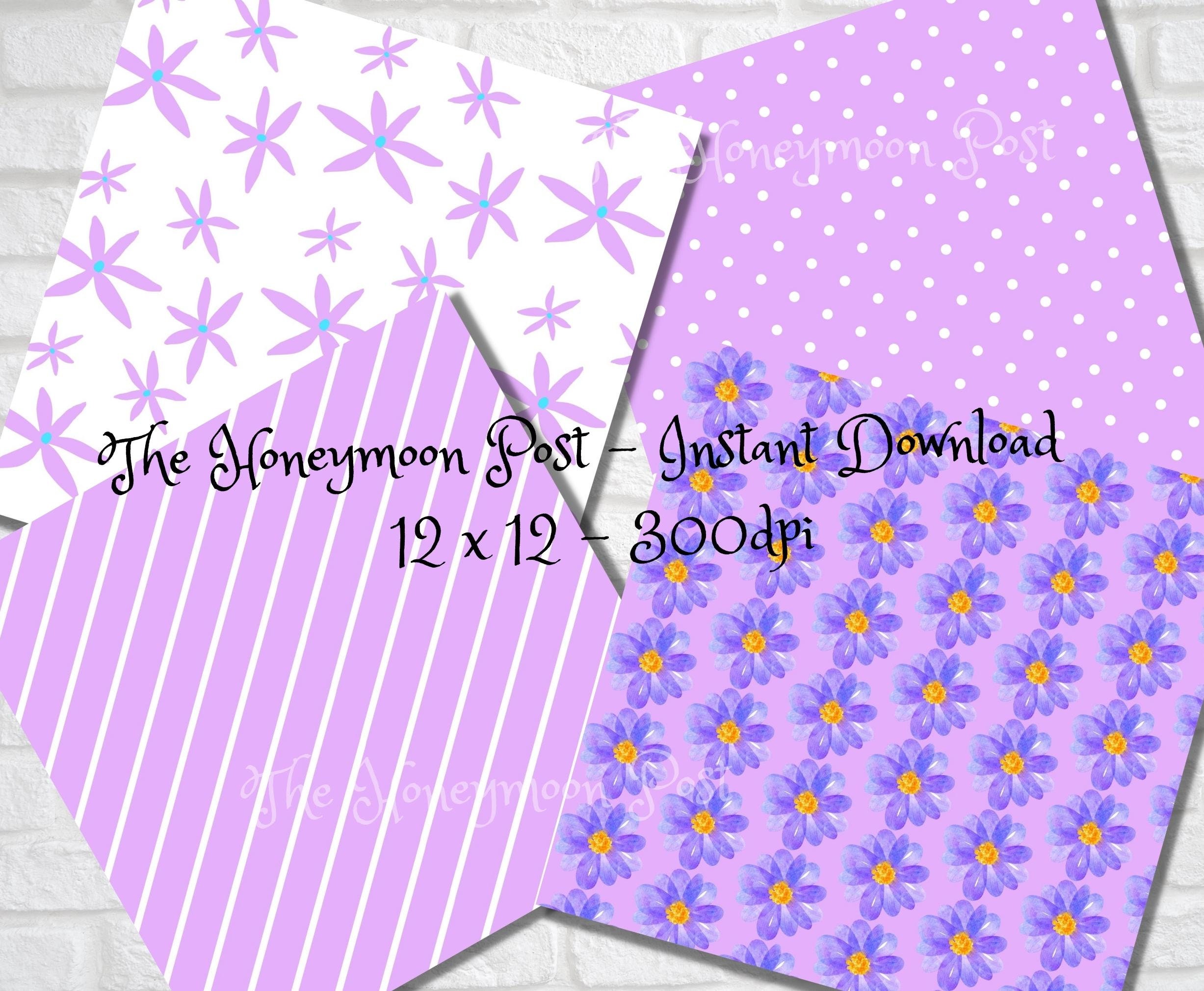 Instant Download, Pink Paper Pack, 24 Floral Stripe Dots Images ...