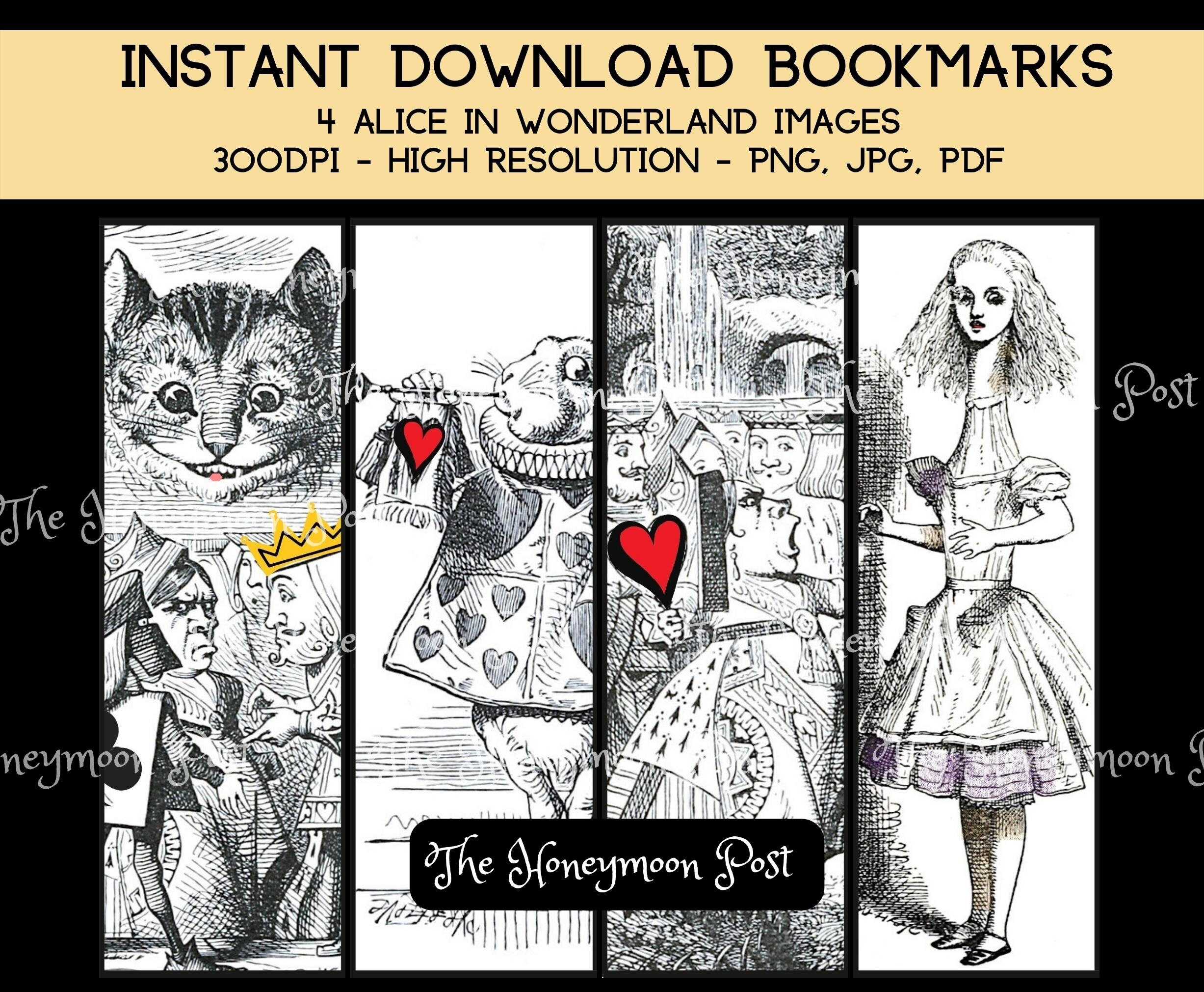Instant Download Printable Alice in Wonderland Theme Bookmarks, Vintage ...