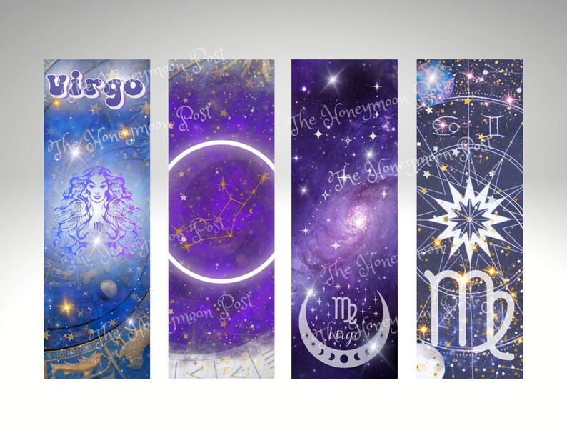 Instant Download Printable Bookmarks, Virgo Zodiac Celestial Bookmarks ...