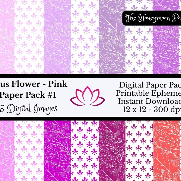 Lotus Flower Printable Paper - Etsy
