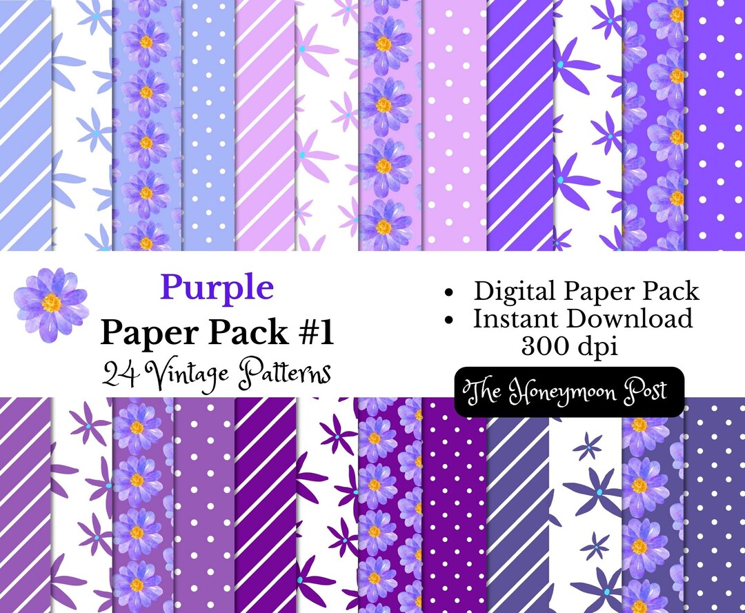 Instant Download, Pink Paper Pack, 24 Floral Stripe Dots Images ...