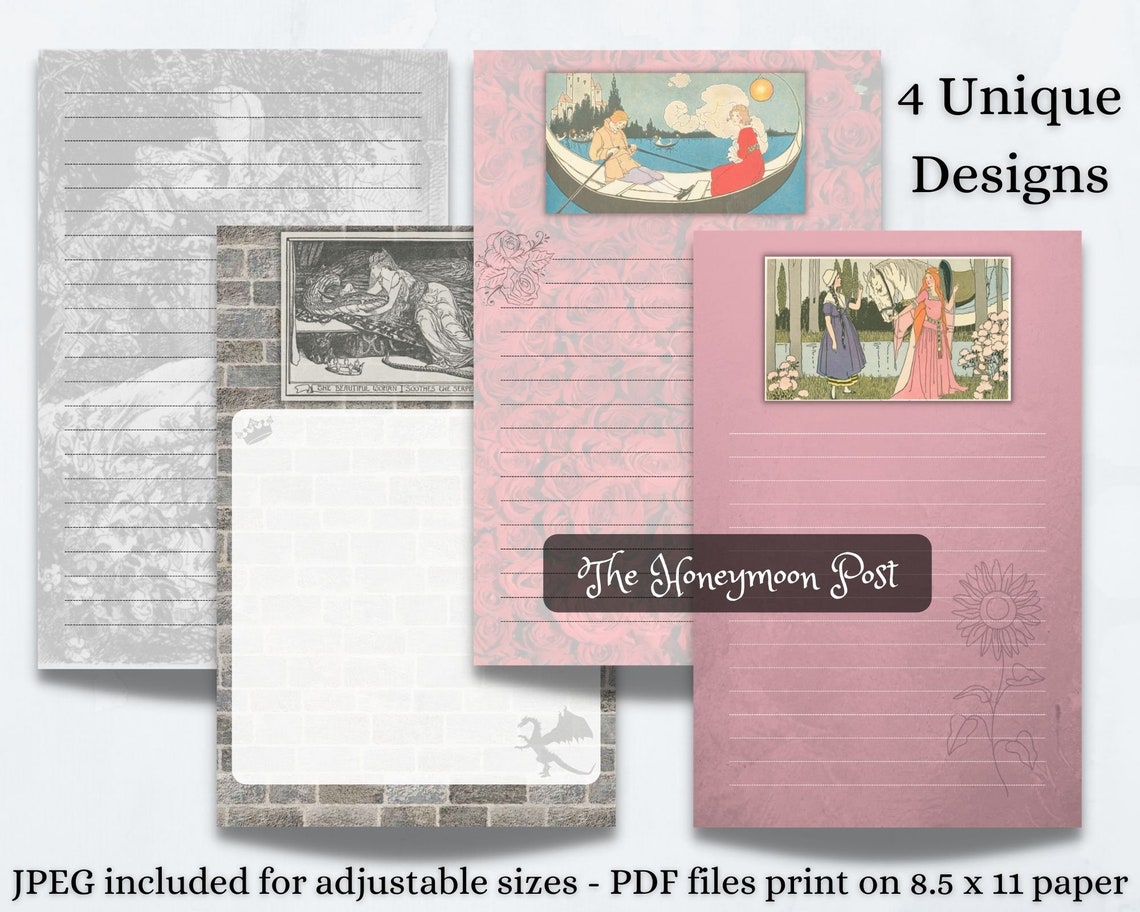 Instant Download Printable Stationery Paper Pack, Fairy Tale Design, A4 ...