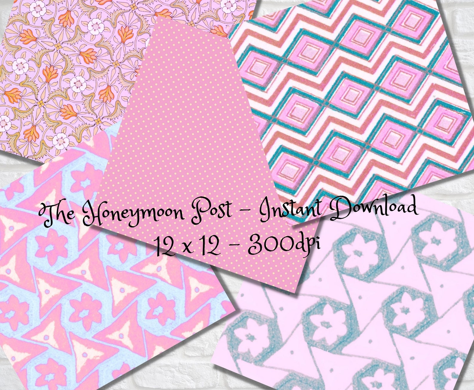 Instant Download, Pink Paper Pack, 20 Vintage Wallpaper Images ...