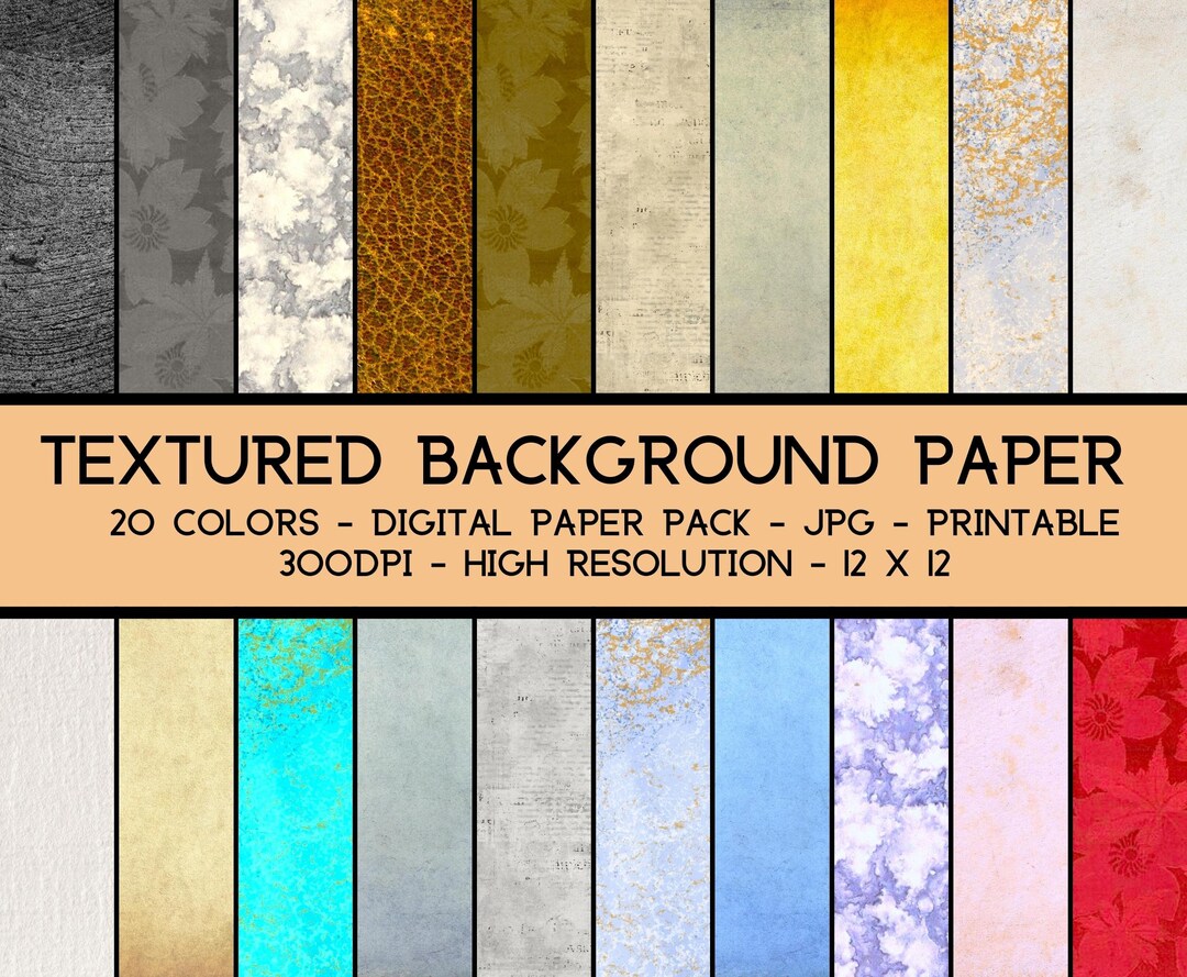 Instant Download, Textured Background Paper Pack, Printable Scrapbook ...