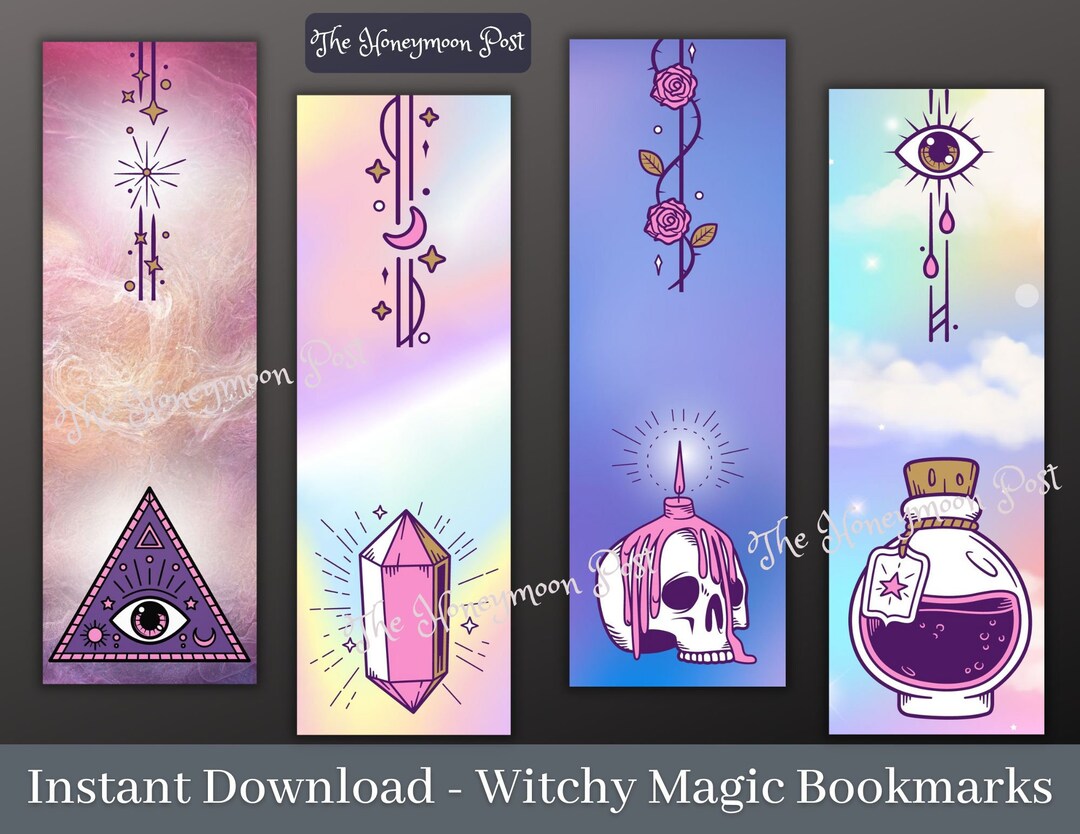 Instant Download Printable Witchy Bookmarks, Magical Halloween Theme ...
