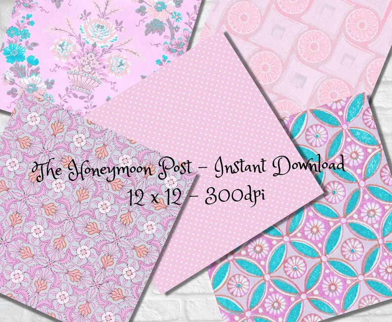 Instant Download, Pink Paper Pack, 20 Vintage Wallpaper Images ...