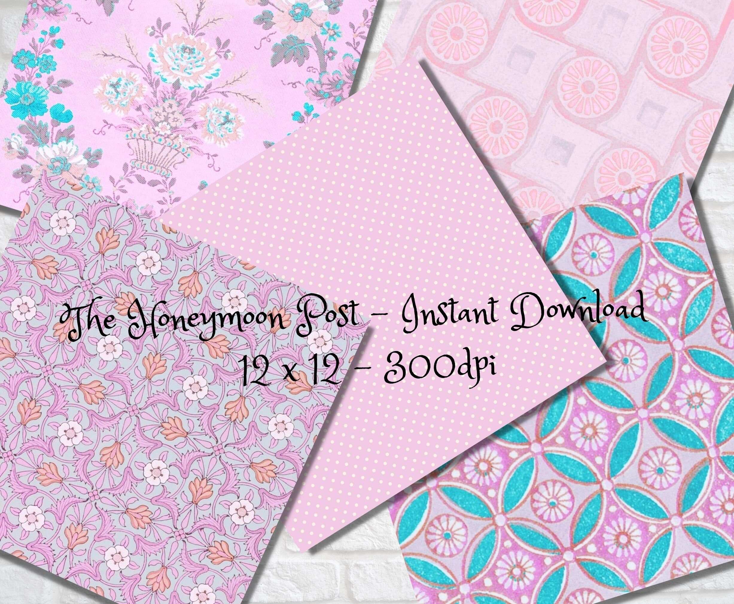 Instant Download, Pink Paper Pack, 20 Vintage Wallpaper Images ...