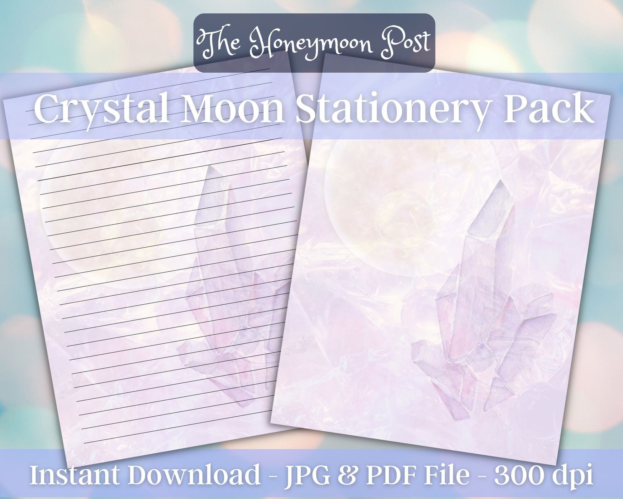 Instant Download Printable Stationery Witchy Paper Pack, Purple Crystal ...