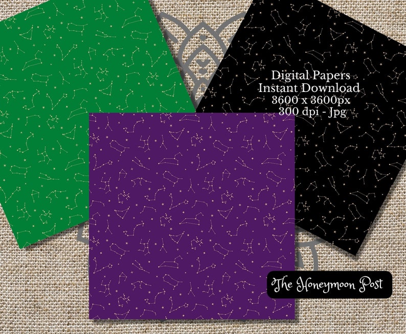 Instant Download Constellation Stars Paper Pack 12 Sheets, Jewel Tone ...