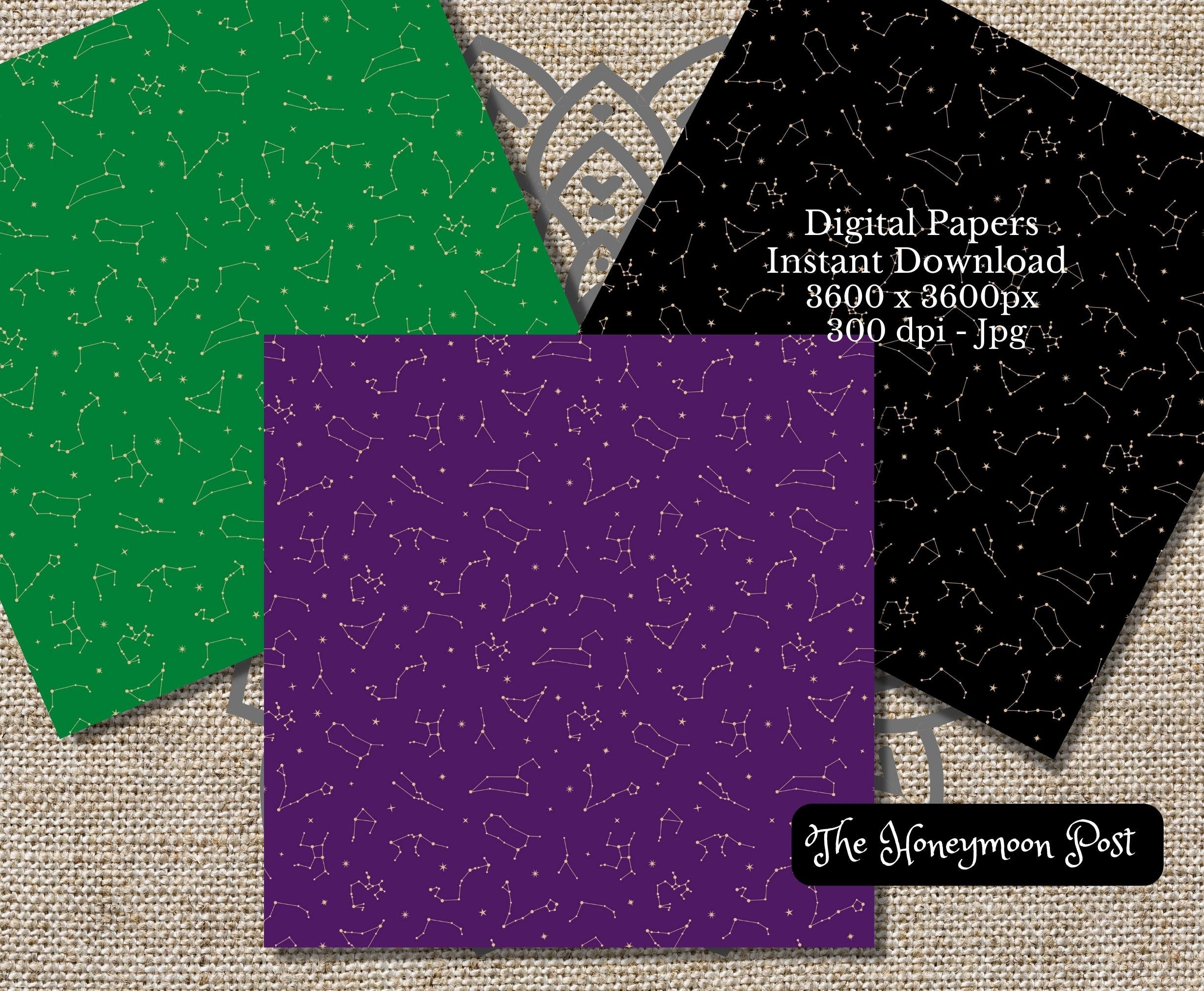 Instant Download Constellation Stars Paper Pack 12 Sheets, Jewel Tone ...
