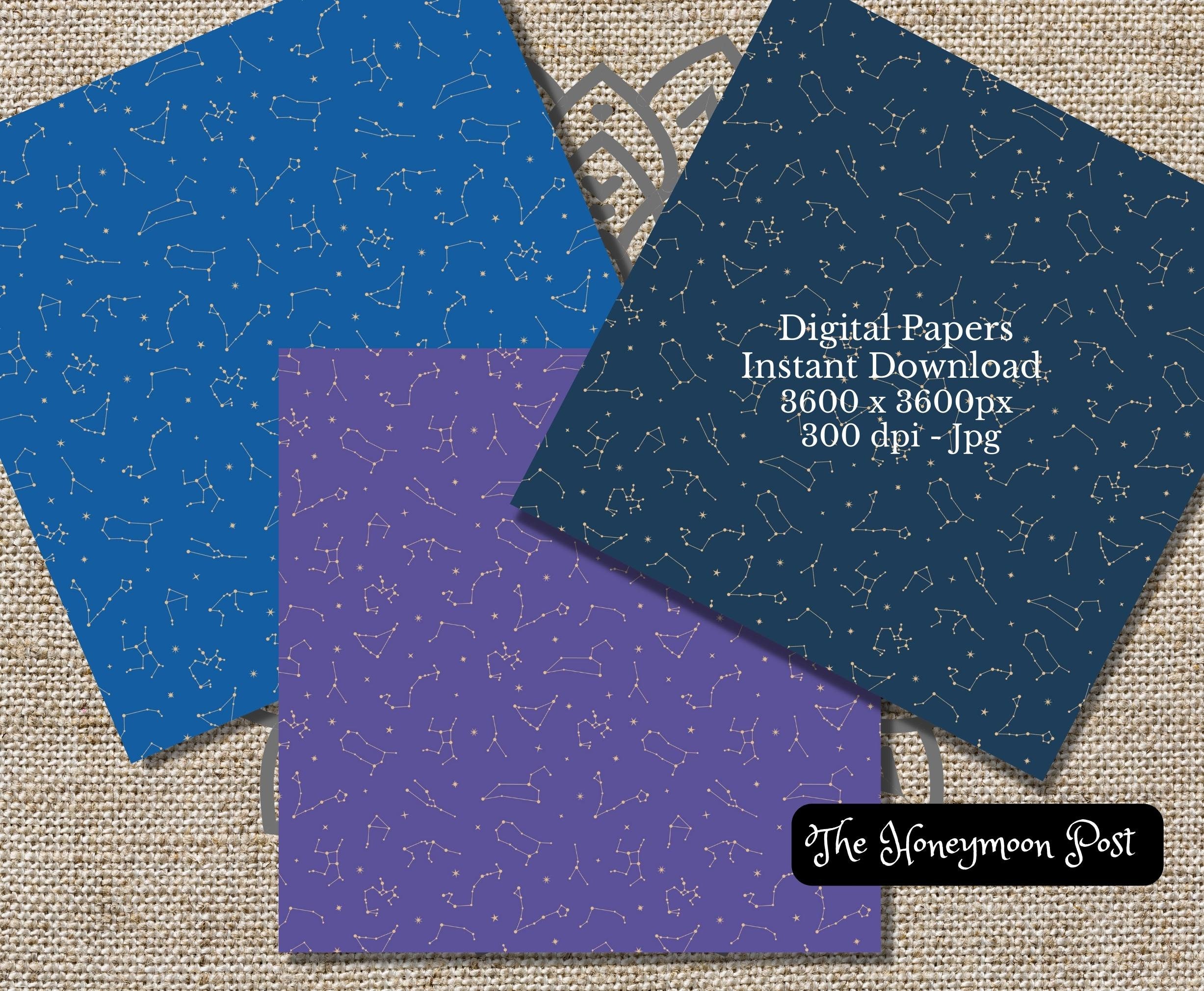Instant Download Constellation Stars Paper Pack 12 Sheets, Jewel Tone ...