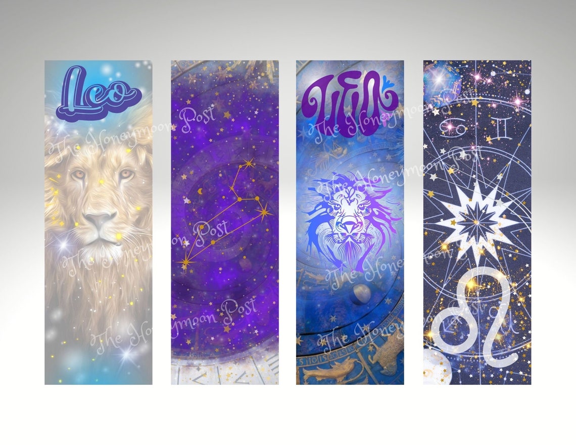 Instant Download Printable Bookmarks, Leo Zodiac Celestial Bookmarks ...