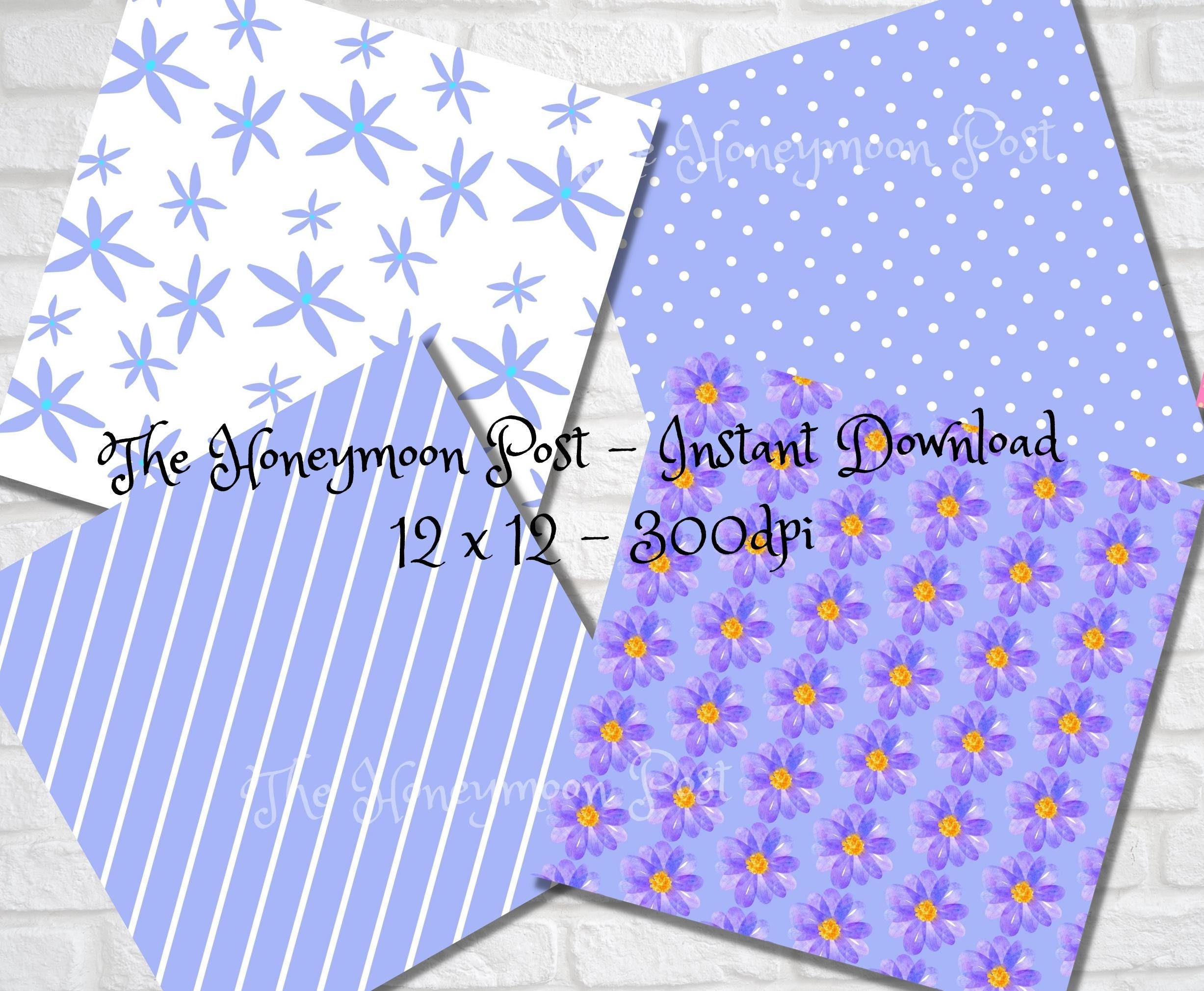 Instant Download, Pink Paper Pack, 24 Floral Stripe Dots Images ...