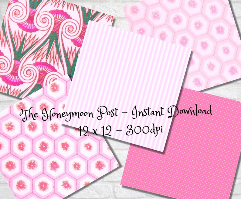 Instant Download, Pink Paper Pack, 20 Vintage Wallpaper Images ...