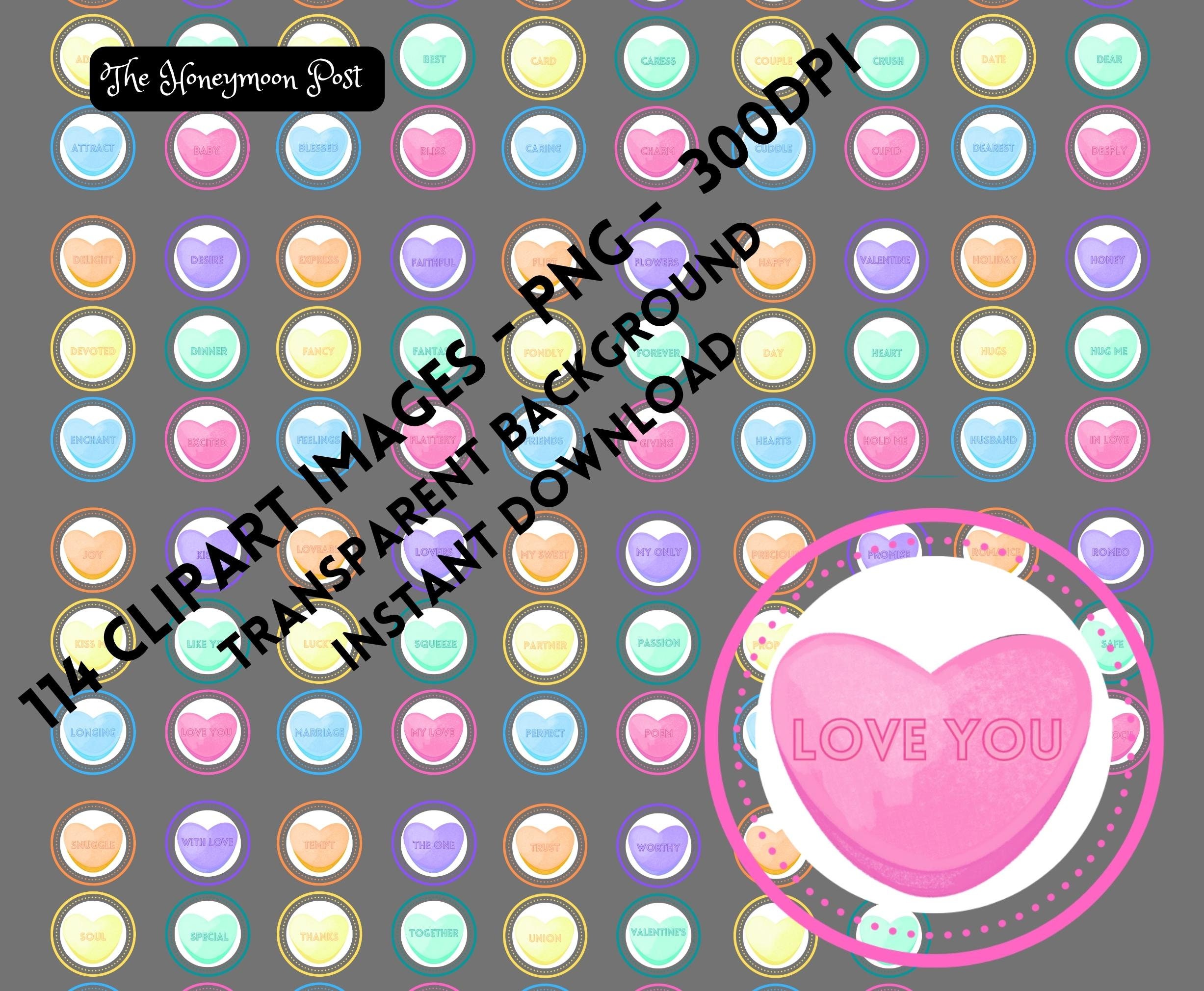 Instant DOWNLOAD - Digital Clipart Valentine Candy Hearts 114 PNG ...