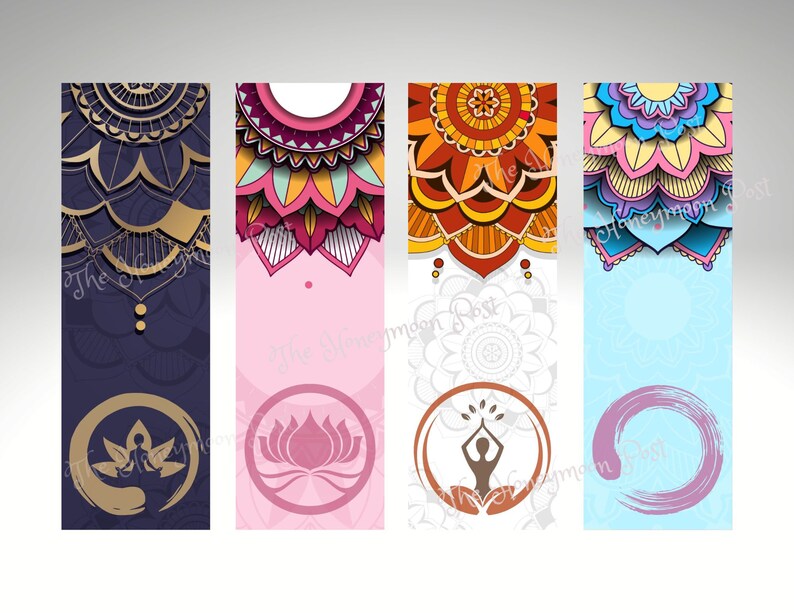 Instant Download Printable Yoga Bookmarks, Zen Meditation Theme, Set of ...