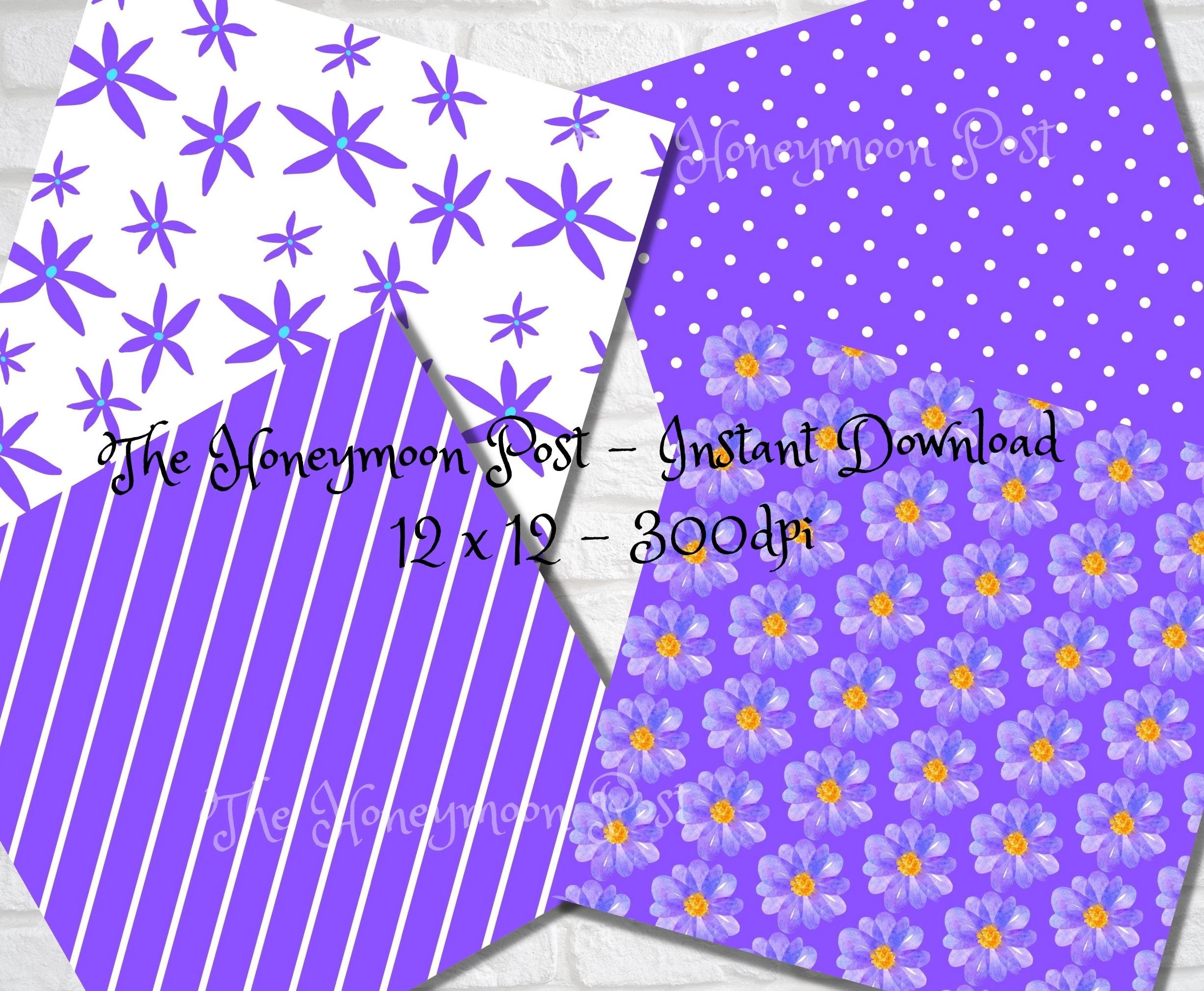 Instant Download, Pink Paper Pack, 24 Floral Stripe Dots Images ...