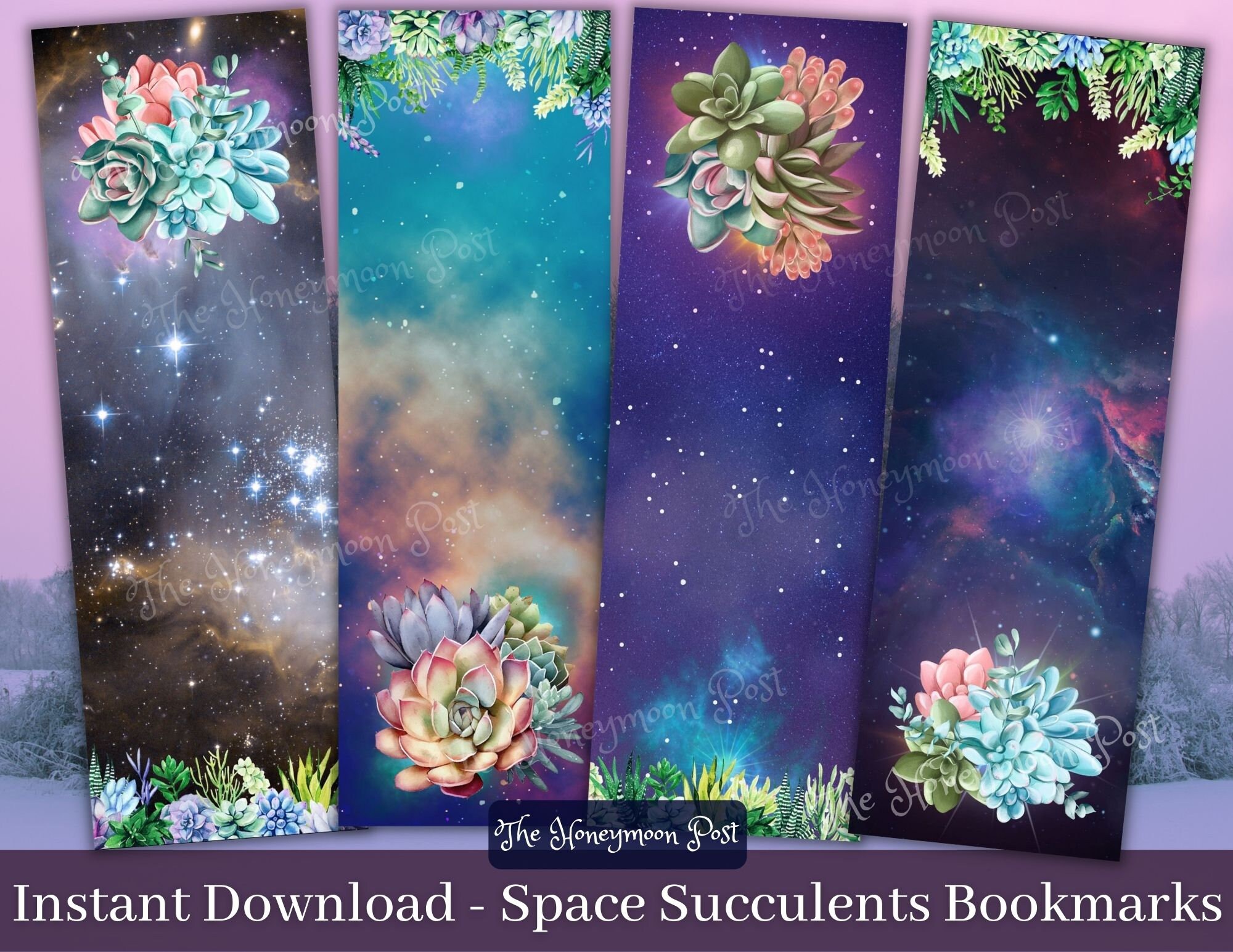 Instant Download Printable Bookmarks, Magical Space Succulents ...