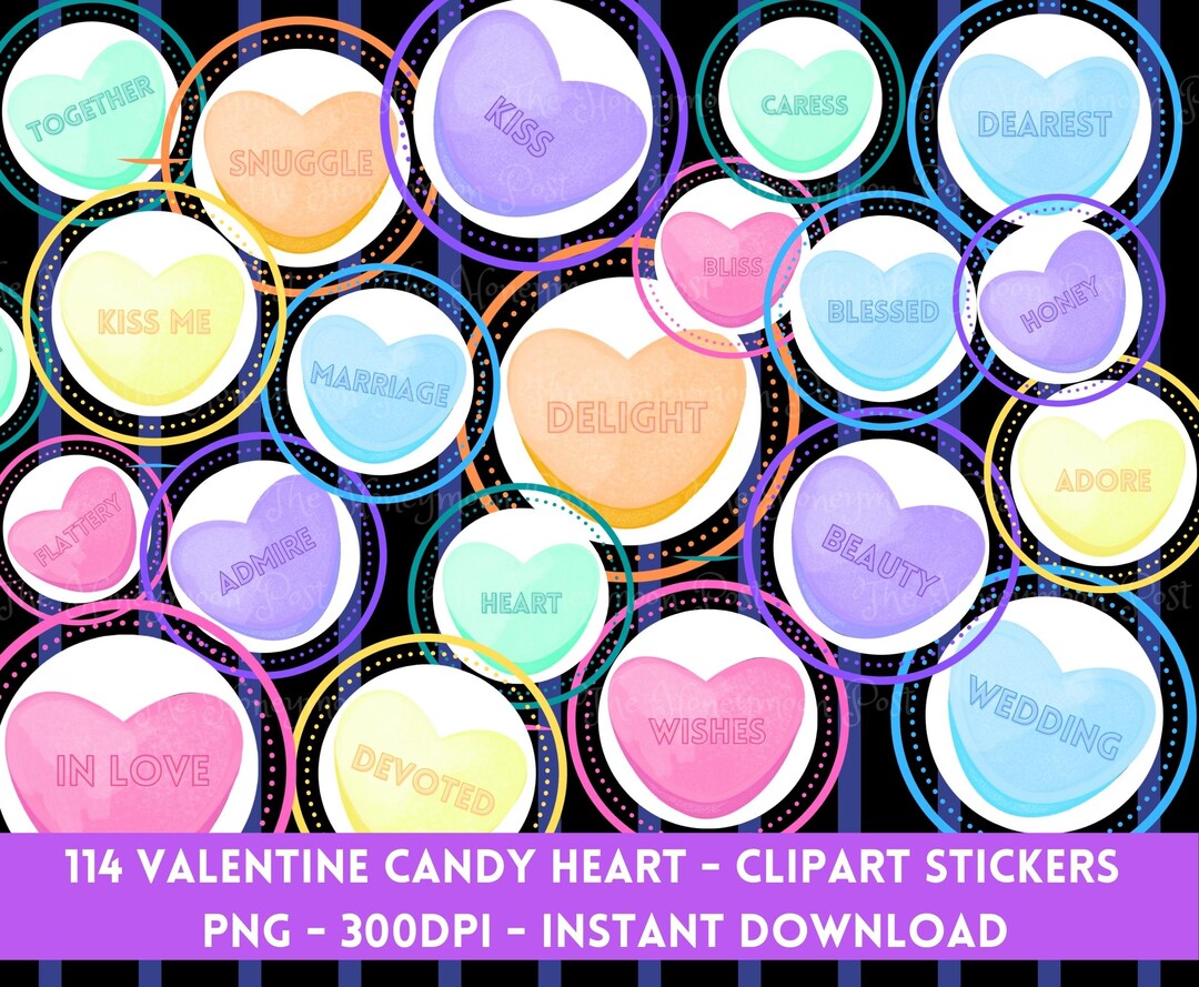 Instant DOWNLOAD - Digital Clipart Valentine Candy Hearts 114 PNG ...