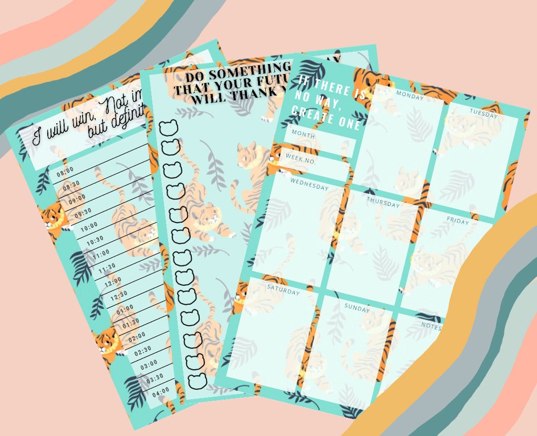 3 Tiger Planner Printables, Weekly Planner, to Do List, Day Planner - Etsy