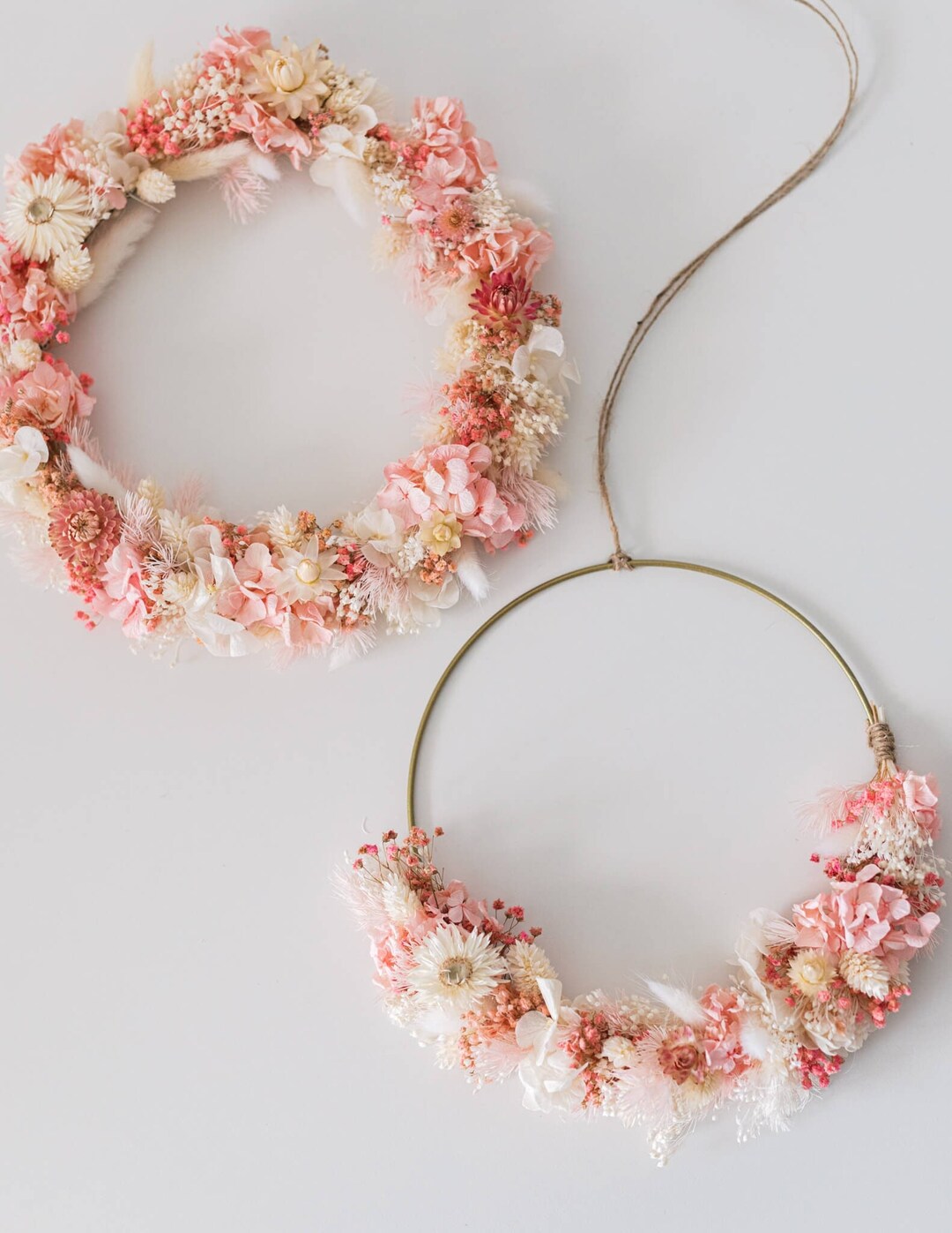 Pink Wall Dried Flower Hoop / Wreath of Dried Flowers / Spring Wall ...