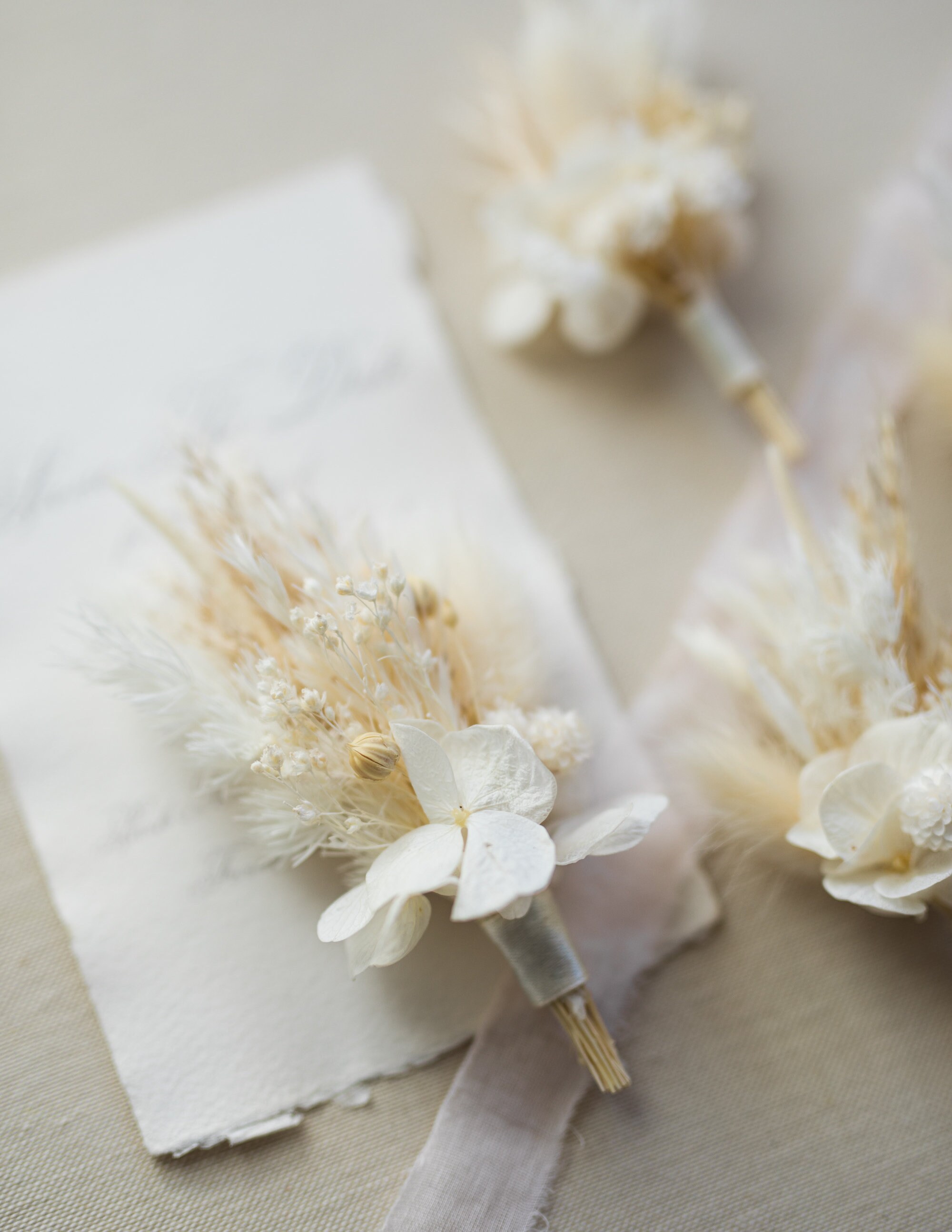 Luxury Ivory Wedding Boutonniere for Groom, Boho Dried Flowers Wedding ...