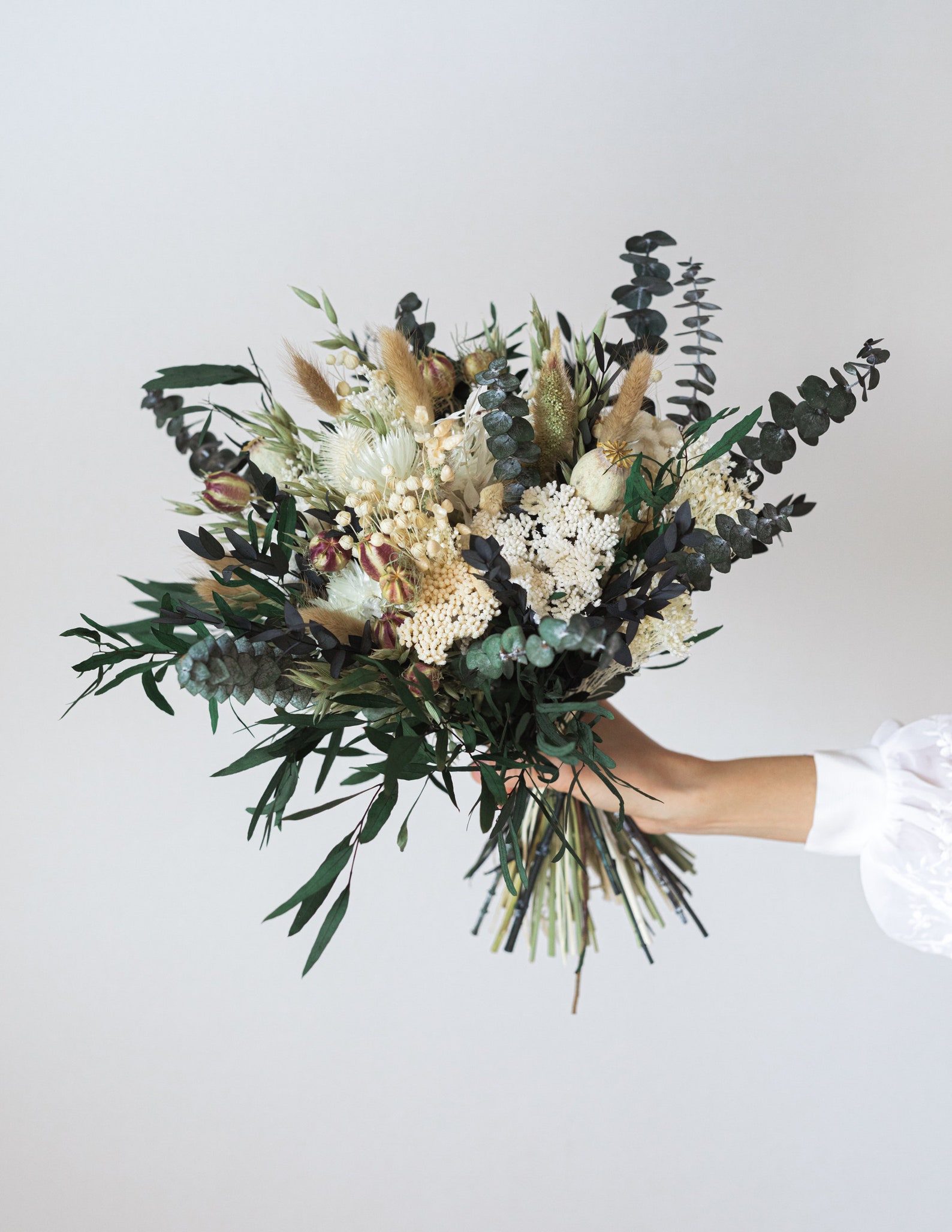 Green Natural Dried Flower Bouquet / Greenery Wedding Flower - Etsy