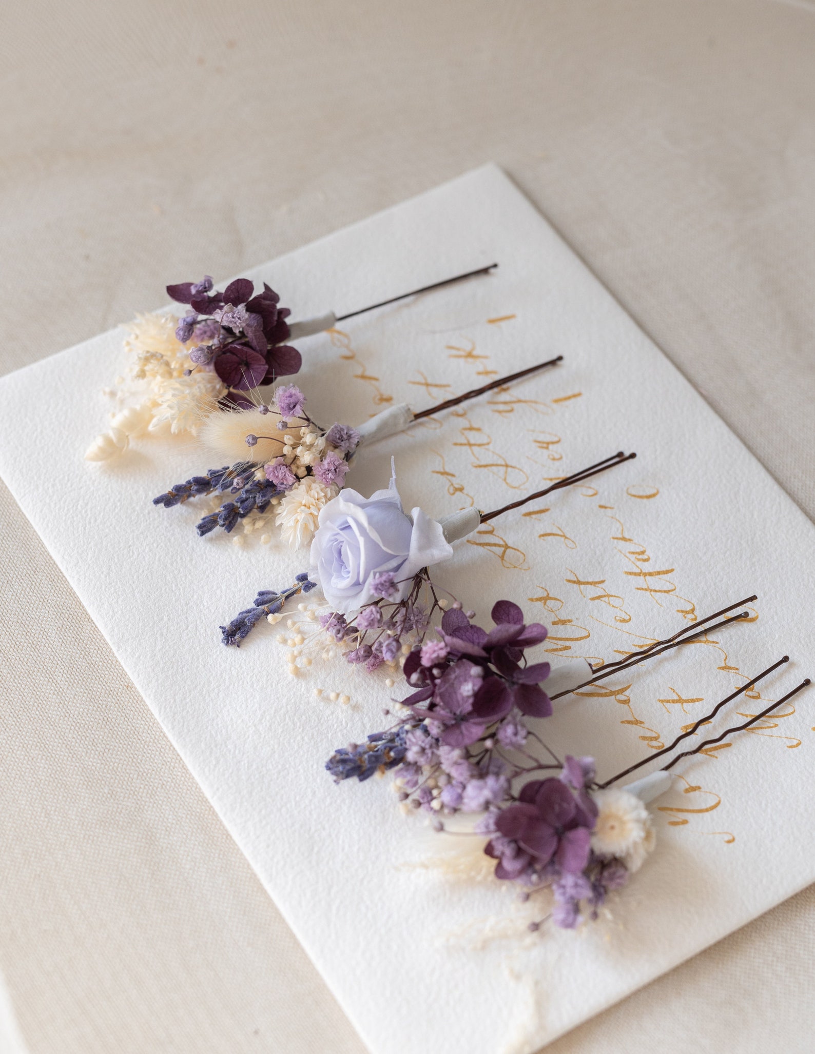Lilac Dried Flower Wedding Hair Pin / Pastel Purple Wedding Hair ...