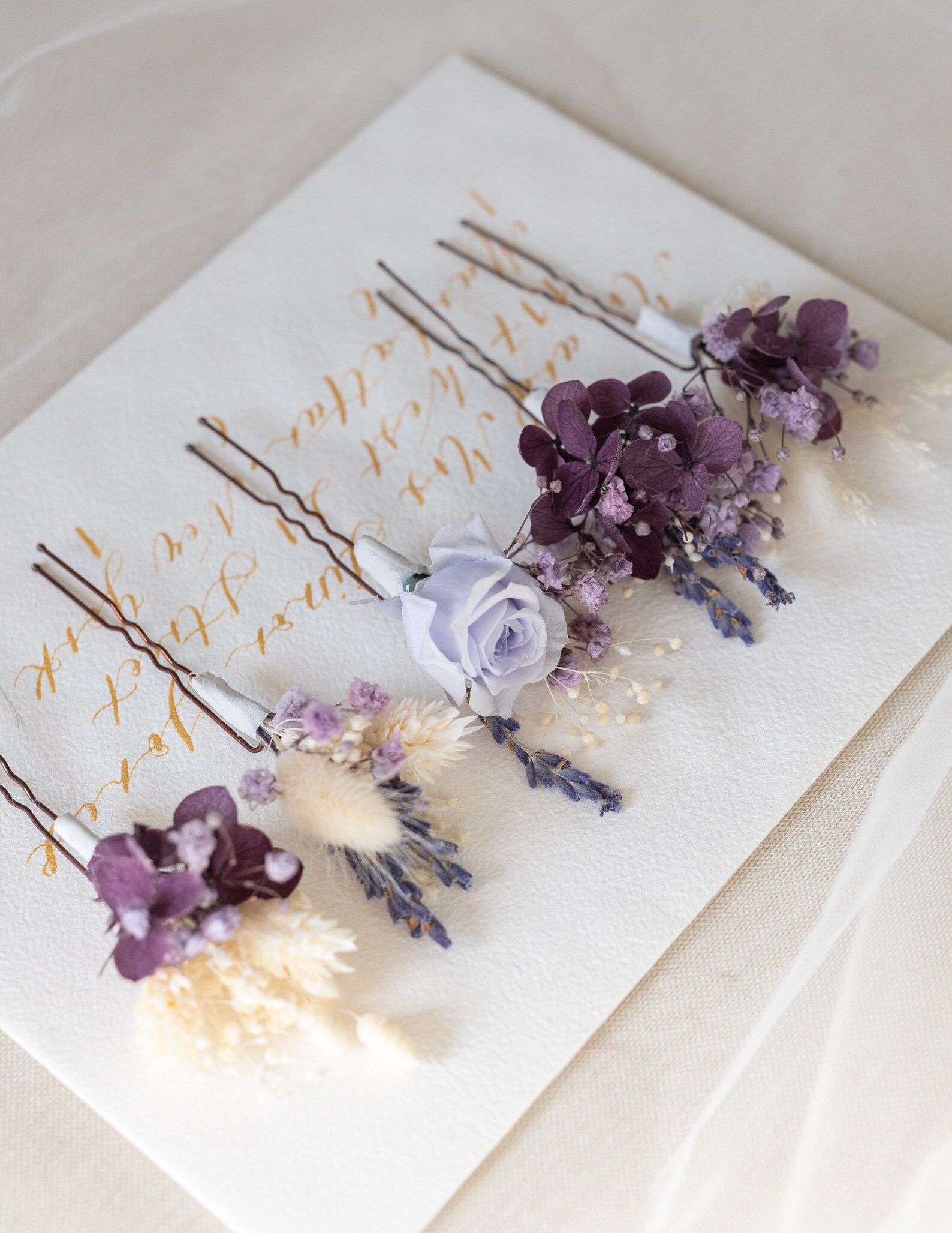 Lilac Dried Flower Wedding Hair Pin / Pastel Purple Wedding Hair ...