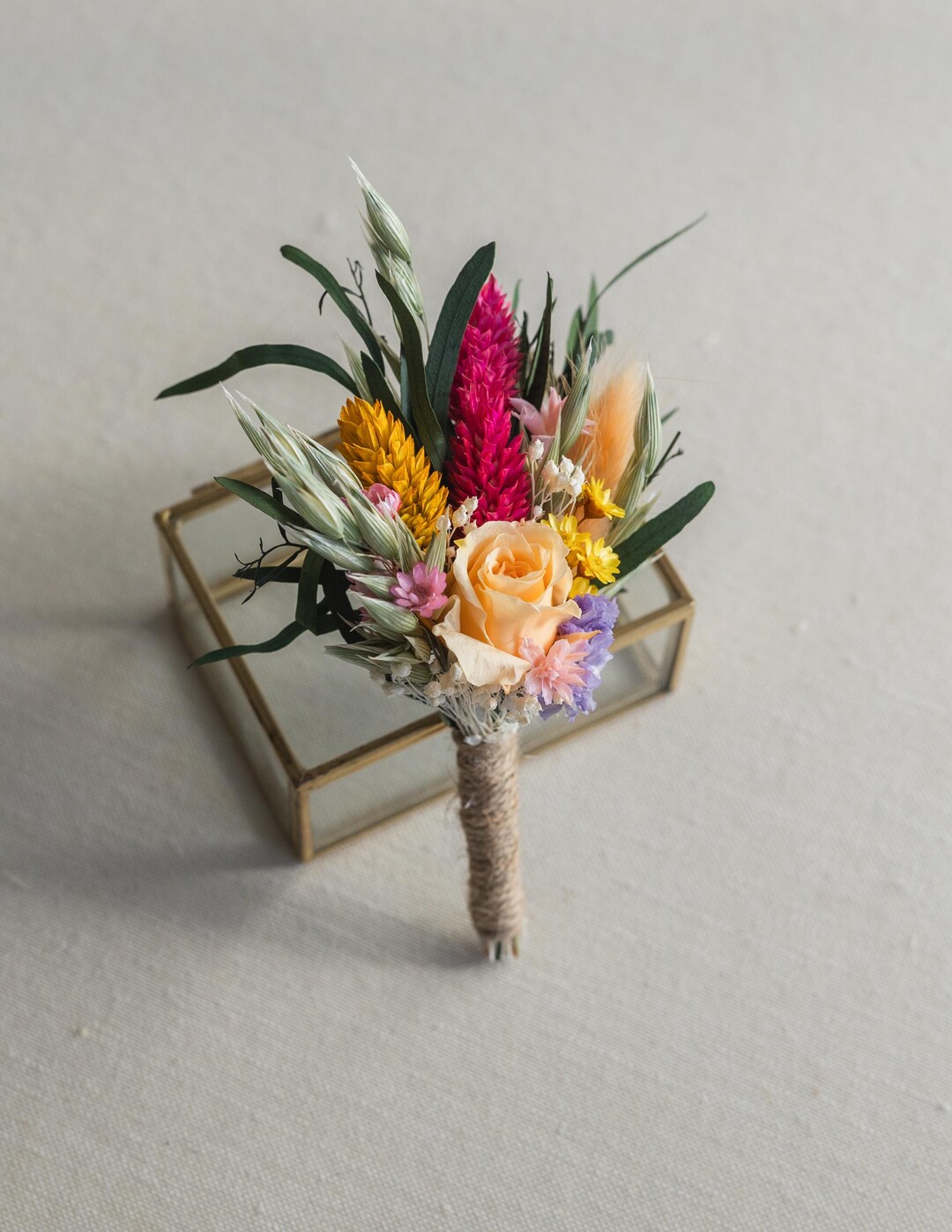 Colorful Boutonniere / Rainbow Colors Groom Buttonhole / Pink Purple ...