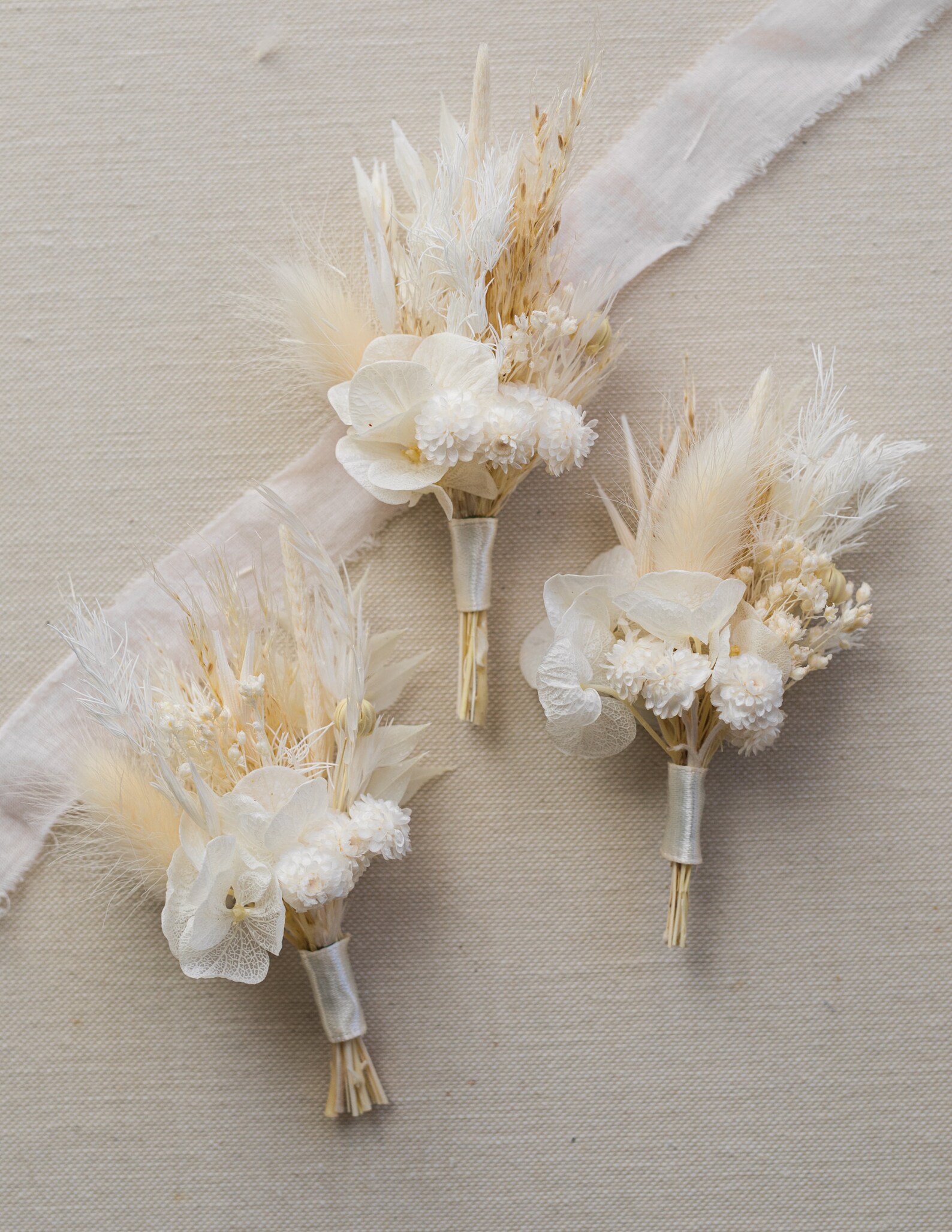 Luxury Ivory Wedding Boutonniere for Groom, Boho Dried Flowers Wedding ...