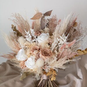 Beige Classic Wedding Bouquet / Eternal Rose Preserved Flower Bridal ...