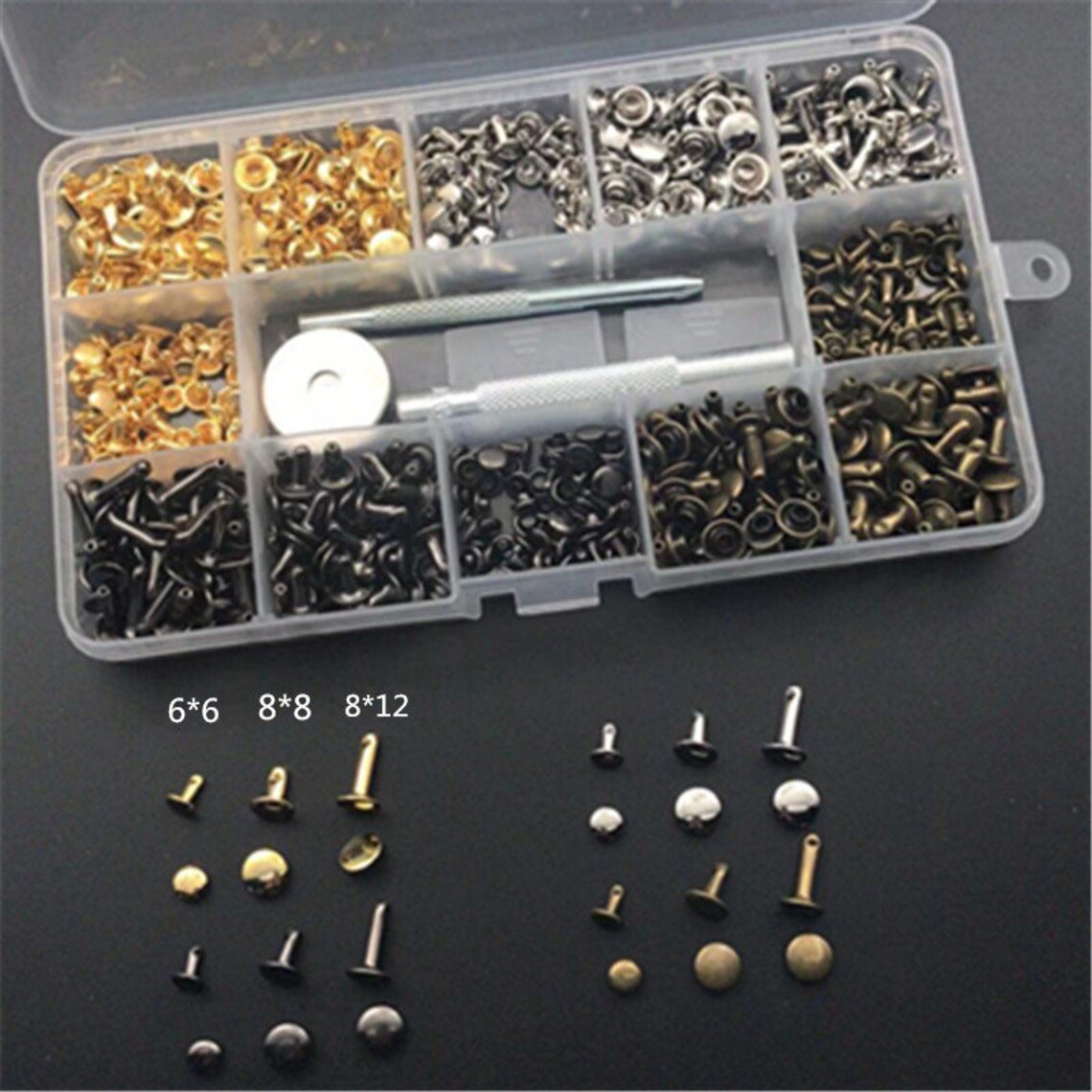 360 Pcs Kit 3 Sizes Leather Rivets Double Cap Rivet Tubular - Etsy