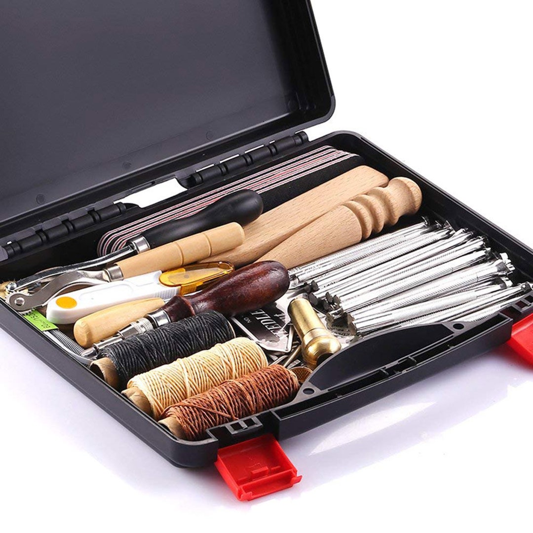 59 Pcs/set Leather Craft Hand Tools Kit for Hand Sewing Stitching ...