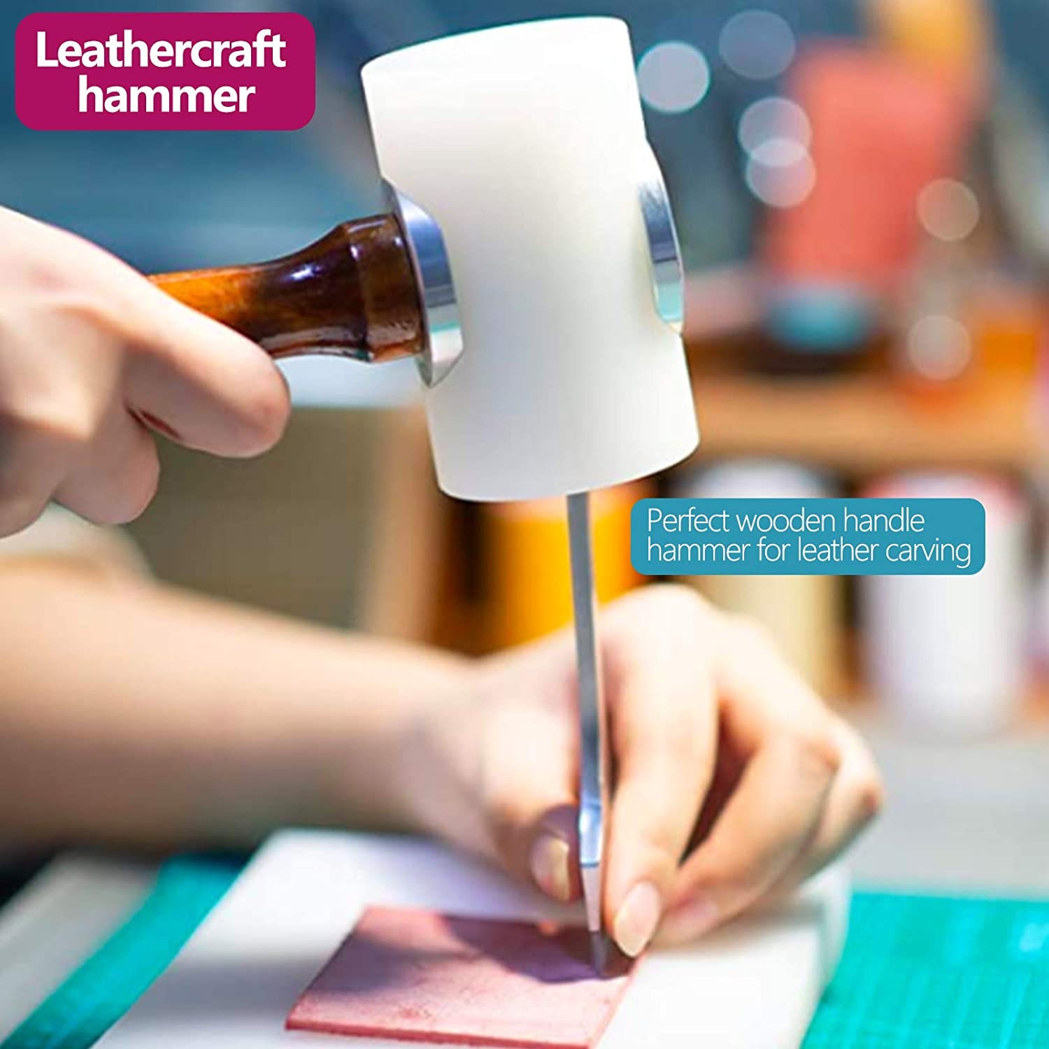 Leathercraft Carving Hammer for Stamping Sew Leather Cowhide Tool Kit ...