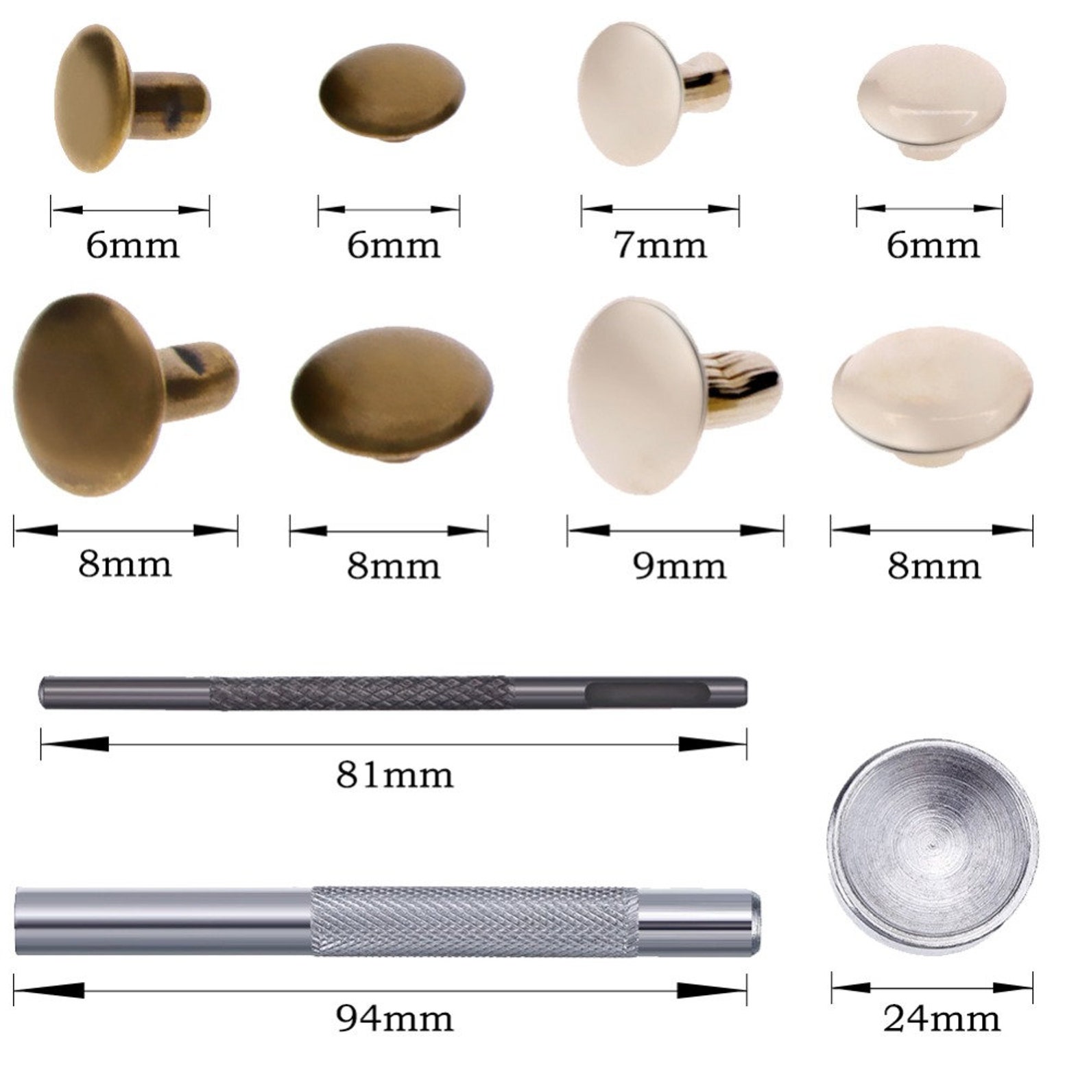 120PCS Leather Rivets Single Cap Rivets Tubular Metal Studs - Etsy