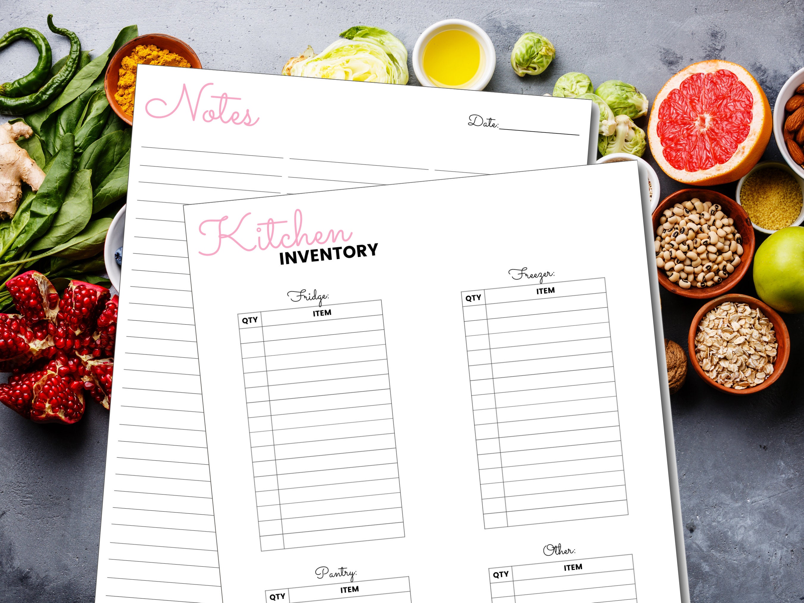 PRINTABLE MEAL PLANNER Undated Menu Planing Kitchen Inventory Grocery ...