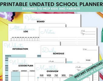PRINTABLE HOMESCHOOL PLANNER Undated Lesson Planner | Etsy