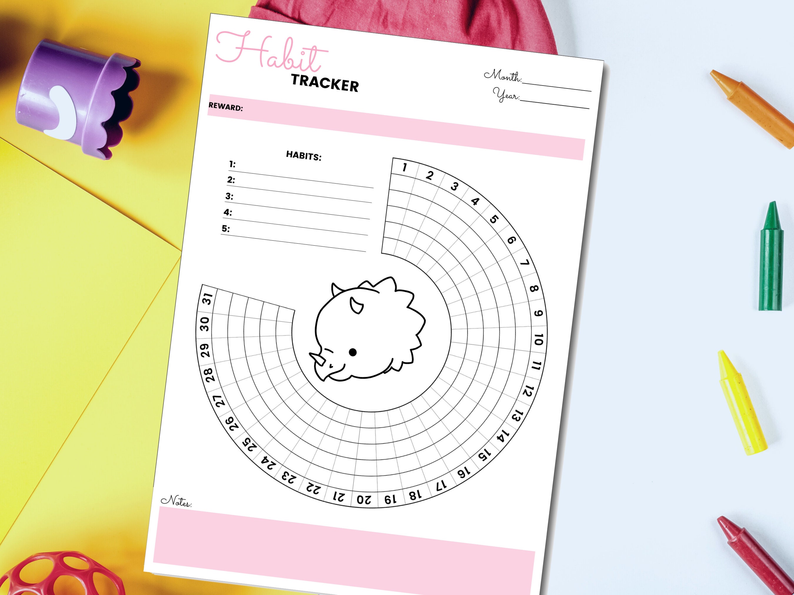 PRINTABLE HABIT TRACKER Kids Habit Tracker Undated Dinosaur Unicorn My ...