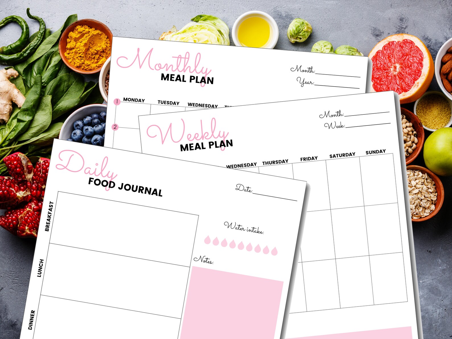 PRINTABLE MEAL PLANNER | Undated | Menu Planing | Kitchen Inventory ...