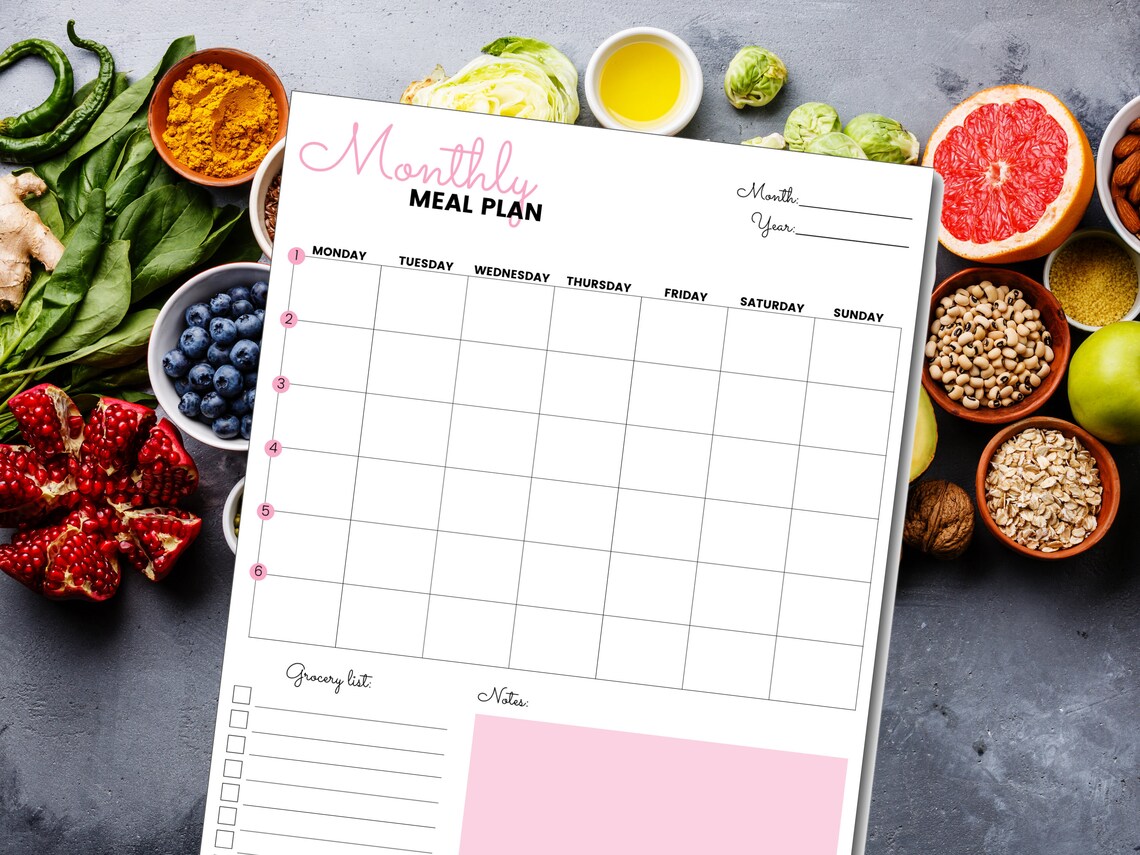 PRINTABLE MEAL PLANNER Undated Menu Planing Kitchen Inventory Grocery ...